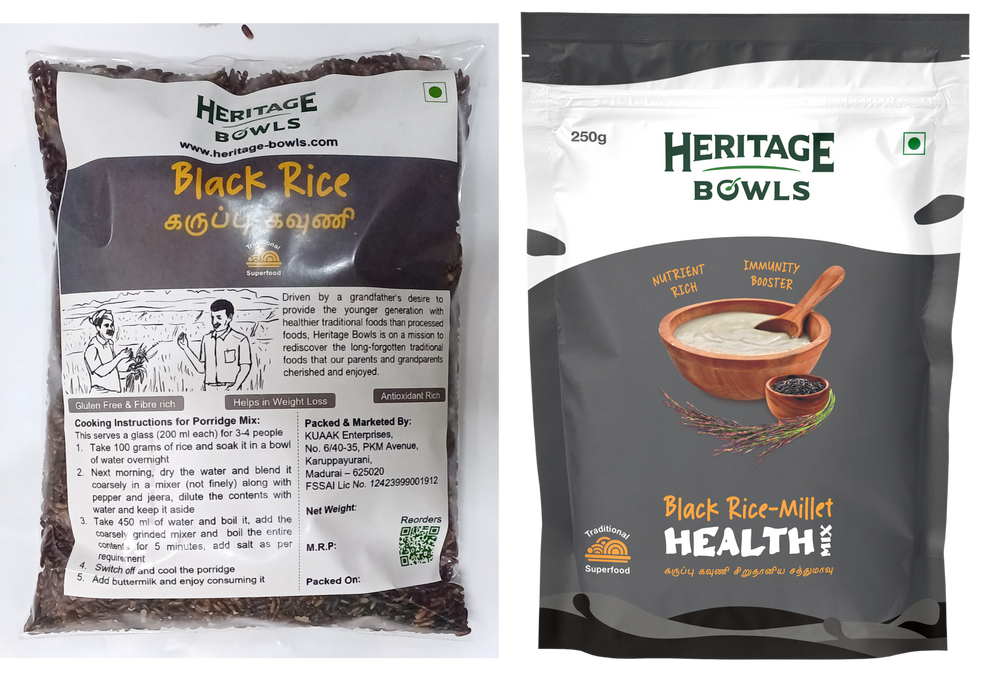 Combo Pack: Black Rice & Black Rice Millet Health Mix – Heritage Bowls